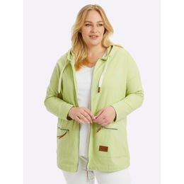 sheego Gro&szlig;e Gr&ouml;&szlig;en Sweatjacke in Longform, pistazie, Gr&ouml;&szlig;e 44 - Damen