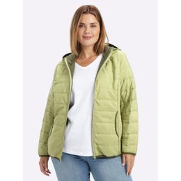 sheego Gro&szlig;e Gr&ouml;&szlig;en Steppjacke mit Kontrast-Paspeln, lindgr&uuml;n-khaki, Gr&ouml;&szlig;e 46 - Damen
