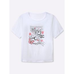sheego Gro&szlig;e Gr&ouml;&szlig;en T-Shirt mit Schmetterlings-Druck, wei&szlig;, Gr&ouml;&szlig;e 54 - Damen