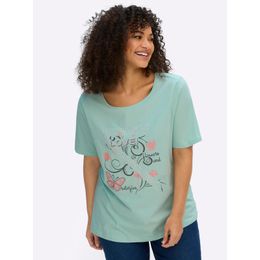 sheego Gro&szlig;e Gr&ouml;&szlig;en T-Shirt mit Schmetterlings-Druck, kalkmint, Gr&ouml;&szlig;e 44 - Damen