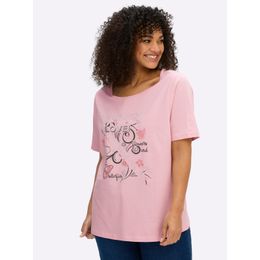 sheego Gro&szlig;e Gr&ouml;&szlig;en T-Shirt mit Schmetterlings-Druck, ros&eacute;, Gr&ouml;&szlig;e 46 - Damen