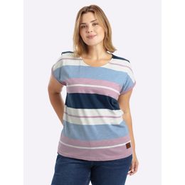 sheego Gro&szlig;e Gr&ouml;&szlig;en Print-Shirt aus reiner Baumwolle, mauve-dunkelblau-geringelt, Gr&ouml;&szlig;e 48 - Damen