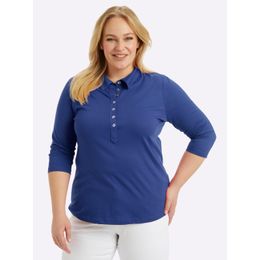 sheego Gro&szlig;e Gr&ouml;&szlig;en Poloshirt mit langer Knopfleiste, royalblau, Gr&ouml;&szlig;e 52 - Damen