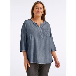sheego Gro&szlig;e Gr&ouml;&szlig;en Tunika in oil dyed-Waschung, blau, Gr&ouml;&szlig;e 50 - Damen