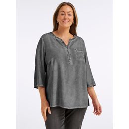 sheego Gro&szlig;e Gr&ouml;&szlig;en Tunika in oil dyed-Waschung, grau, Gr&ouml;&szlig;e 52 - Damen