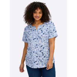sheego Gro&szlig;e Gr&ouml;&szlig;en Kurzarmshirt in Baumwoll-Qualit&auml;t, hellblau-bleu-bedruckt, Gr&ouml;&szlig;e 48 - Damen