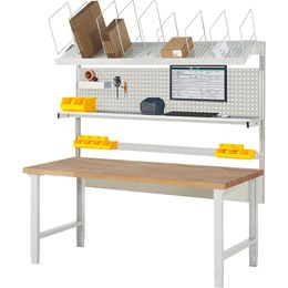 eurokraft pro Werkbank mit Systemaufbau Serie 7000, mit Systemaufbau 3, BxT 2000 x 900 mm