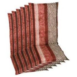 Hochlehnerauflage GO-DE, rot, B:50cm H:6cm T:120cm, Baumwolle, Polyester, Polyurethan, Polsterauflagen, 120x50 cm