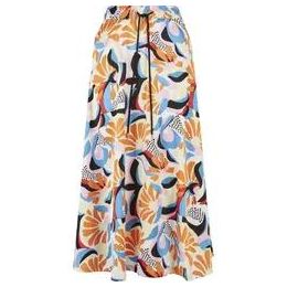 Jerseyrock Urban Classics "Urban Classics Damen Ladies AOP Satin Midi Skirt", Damen, Gr. S, magicmangoabstract, 95% Polyester, 5% Elasthan, loose fit, R&ouml;cke