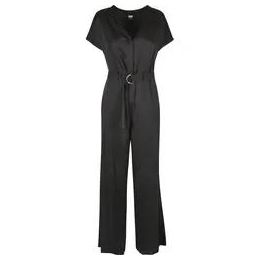 Jumpsuit Urban Classics "Urban Classics Damen Ladies Satin Wide Leg Belt Jumpsuit", Damen, Gr. S, US-Gr&ouml;&szlig;en, schwarz, 95% Polyester, 5% Elasthan, unifarben, loose fit, Overalls Jumpsuit