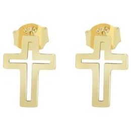 Adelia&acute;s Paar Ohrh&auml;nger ADELIA ́S "Damen Ohrringe &ndash; Ohrstecker Kreuz aus 925 Silber", Damen, Gr. Damen, Silber 925 (Sterlingsilber), gold, Ohrringe, Ein Geschenk, das Freude macht