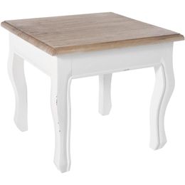 CLP Beistelltisch Holz quadratisch 50x50cm Alma, Couchtisch mit Mindiholz-Platte und geschwungenen Shabby Chic Beinen, Sofatisch im Landhausstil