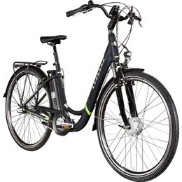 Z&uuml;ndapp Z&uuml;ndapp Z510 E Bike 28 Zoll Damenfahrrad ab 155 cm mit 3 Gang Nabenschaltung und R&uuml;cktrittbremse grau/gr&uuml;n