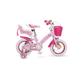 Byox Kinderfahrrad 12 Zoll Puppy, St&uuml;tzr&auml;der, Frontkorb, Puppensitz ab 3 Jahre