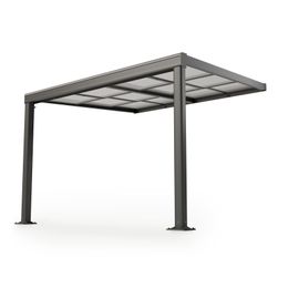 Juskys Terrassendach Jakarta 3x3 m - Schiebedach, Alu mit Doppelstegplatten, wetterfest, UV-Schutz
