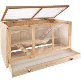 TecTake&reg; Nagerk&auml;fig, aus Holz, aufklappbares Dachgitter, 95 x 50 x 50 cm