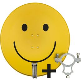 Technisat SATMAN 850 PLUS 85cm Sat-Antenne mit 40mm LNB-Halteschelle rot gelb mit smiley