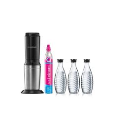 SodaStream CRYSTAL 3.0 Wassersprudler titan, Vorteilspack inkl 3x Glasflasche, 1x Quick-Connect Zylinder