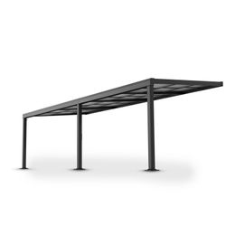 Juskys Terrassendach Jakarta 7x3 m - Schiebedach, Alu mit Doppelstegplatten, wetterfest, UV-Schutz