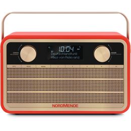 Nordmende Transita 120 Portables DAB+/UKW Retroradio, Akku, Tragegriff gr&uuml;n rot