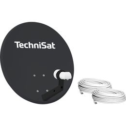 Technisat TECHNITENNE 60 - SAT-Anlage, 60 cm Durchmesser, f&uuml;r 2 Teilnehmer, inkl. Twin-LNB, 2x10m Kabel anthrazit