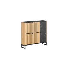 sobuy Schuhschrank mit 2 T&uuml;ren Holzfarbe 90x24x88,5cm Modern