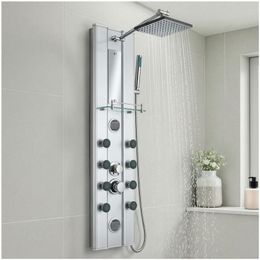 TecTake&reg; Aluminium Duschpaneel, Regendusche, 10 Massagestrahler, Antikalktechnik