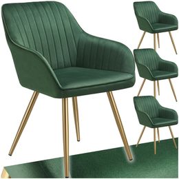 TecTake&reg; Esszimmerstuhl, gepolstert, in Samtoptik, gesteppt, schlanke, goldene Stahlbeine, 58 x 62 x 82 cm