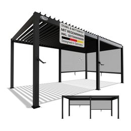 Juskys Lamellendach Tahiti 3x5,9 m inkl. 2x Seitenwand 3 m - Stahl Pergola - Terrassen&uuml;berdachung stabil - Anthrazit