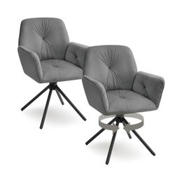 TecTake&reg; Drehbarer Armlehnstuhl, in Samtoptik, gepolstert, pulverbeschichtete Stahlbeine, 56,5 x 54 x 86 cm