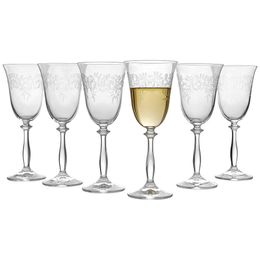 Novel WEI&szlig;WEINGLAS-SET, Klar, Glas, 6-teilig, 250 ml, Pantografieverzierung, Essen & Trinken, Gl&auml;ser, Gl&auml;ser-Sets