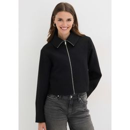 bonprix Gef&uuml;tterte Oversize Jacke, schwarz, Gr.52, modische Jacke- ein Must-have!