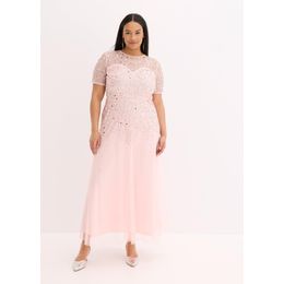 bonprix Maxikleid aus zartem T&uuml;ll mit Paillettenstickerei, rosa