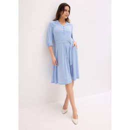 bonprix Jersey-Blusenkleid mit Bindeband (2.tlg-Set), blau