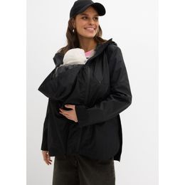 bonprix Ultraleichte wind- und regenfeste Umstands- und Tragejacke, schwarz, Gr.46, Funktionale Regenjacke mit Trageeinsatz f&uuml;r die Schwangerschaft