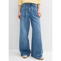 bonprix Super Wide Palazzo-Jeans Baumwolle, blau, Gr.54, Super Wide Palazzo-Jeans, Baumwolle, 100% Baumwolle