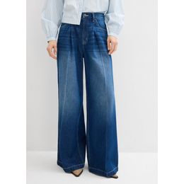 bonprix Super Wide Palazzo-Jeans Baumwolle, blau, Gr.48, Super Wide Palazzo-Jeans, Baumwolle, 100% Baumwolle