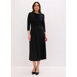 bonprix drapiertes Midikleid mit 3/4 &Auml;rmel, schwarz