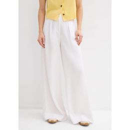 bonprix Bundfaltenhose aus flie&szlig;endem Lyocell, wei&szlig;, Gr.42, Weite Hose mit Seitentaschen und Bundfalten auf der Vorderseite