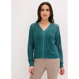 bonprix Strickjacke, petrol, Gr.52/54 (XXL), elegante Kurz-Strickjacke mit Rei&szlig;verschluss vorne