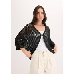 bonprix Ajour-Strickjacke, schwarz, Gr.40/42 (M), Leichte Ajour-Strickjacke
