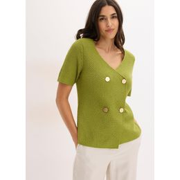 bonprix Strickjacke mit Baumwolle, gr&uuml;n, Gr.36/38 (S), elegante Strickjacke, 50% Baumwolle