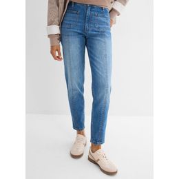 bonprix Mom-Jeans High Waist cropped, blau, Gr.38, Mom-Jeans High Waist, cropped, 79% Baumwolle (organic)