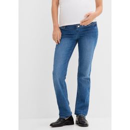 bonprix Umstandsjeans aus Bio-Baumwolle Straight Leg, blau, Gr.40, weite Umstandsjeans f&uuml;r die Schwangerschaft, 82% Baumwolle (organic)