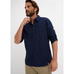 bonprix Langarmhemd aus Bio-Baumwolle in Regular Fit, blau, Gr.41/42 (L), Klassisches Langarmhemd im Regular Fit mit Kentkragen, &Auml;rmel krempelbar, aus 100% Baumwolle