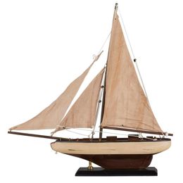 IB Laursen Deko Segelschiff mit leinenfarbigen Segeln 23.5 x 6.7 x 23 cm, braun skandinavische Deko Online Shop