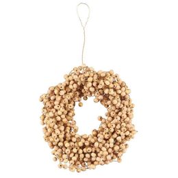 IB Laursen Kranz mit Holzperlen handgefertigt H&ouml;he 3.5, &Oslash; 13.5 cm, beige skandinavische Deko Online Shop
