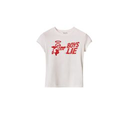 Desigual T-Shirt 'Boys Lie' Damen Gr&ouml;&szlig;e M rot / wei&szlig;