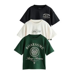 next T-Shirt Jungen Gr&ouml;&szlig;e 80 creme / dunkelgr&uuml;n / schwarz