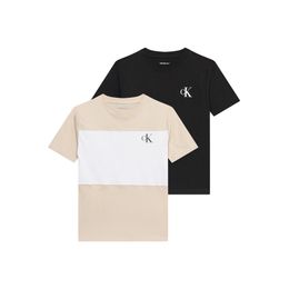 Calvin Klein Jeans T-Shirt Jungen Gr&ouml;&szlig;e 116 beige / schwarz / wei&szlig;